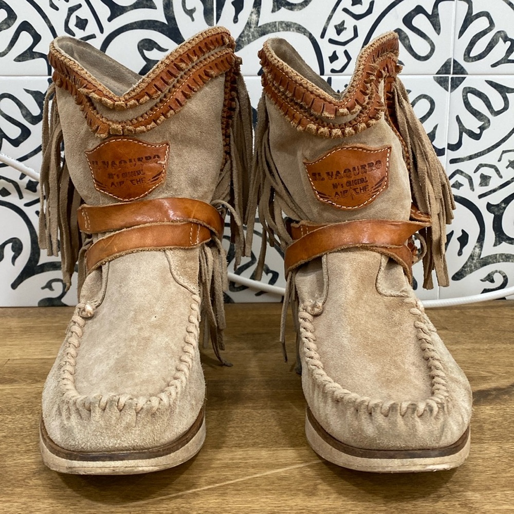 El Vaquero Italian 80’s Original Apache Fringe Suede … - Gem